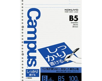 Kokuyo B5 Campus CHARTING GRAPHING GRID 6mm Loose Leaf Paper 26 Holes Graph Paper Grid Paper ...