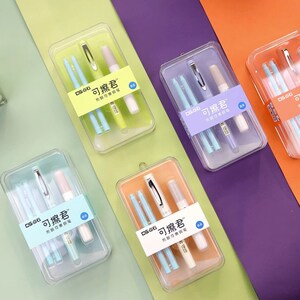 Dianshi WHITE ERASABLE 0.5mm Fountain Pen White Barrel Deluxe Fountain ...