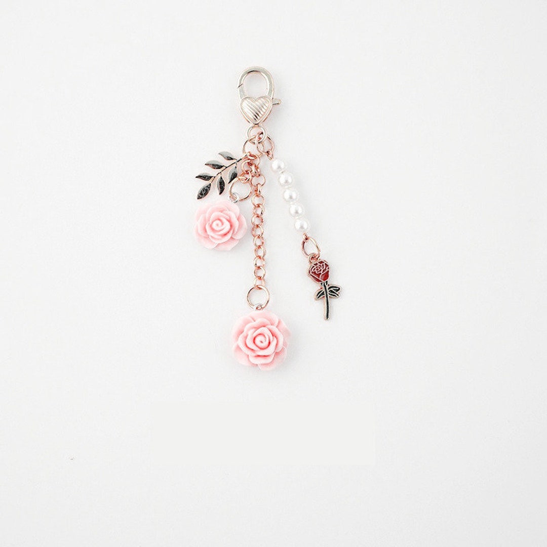 Japanese Clear PALE PINK ROSE Gold Bara 淡いピンクのバラ Black Rose Planner Charm Good Luck Notebook ...