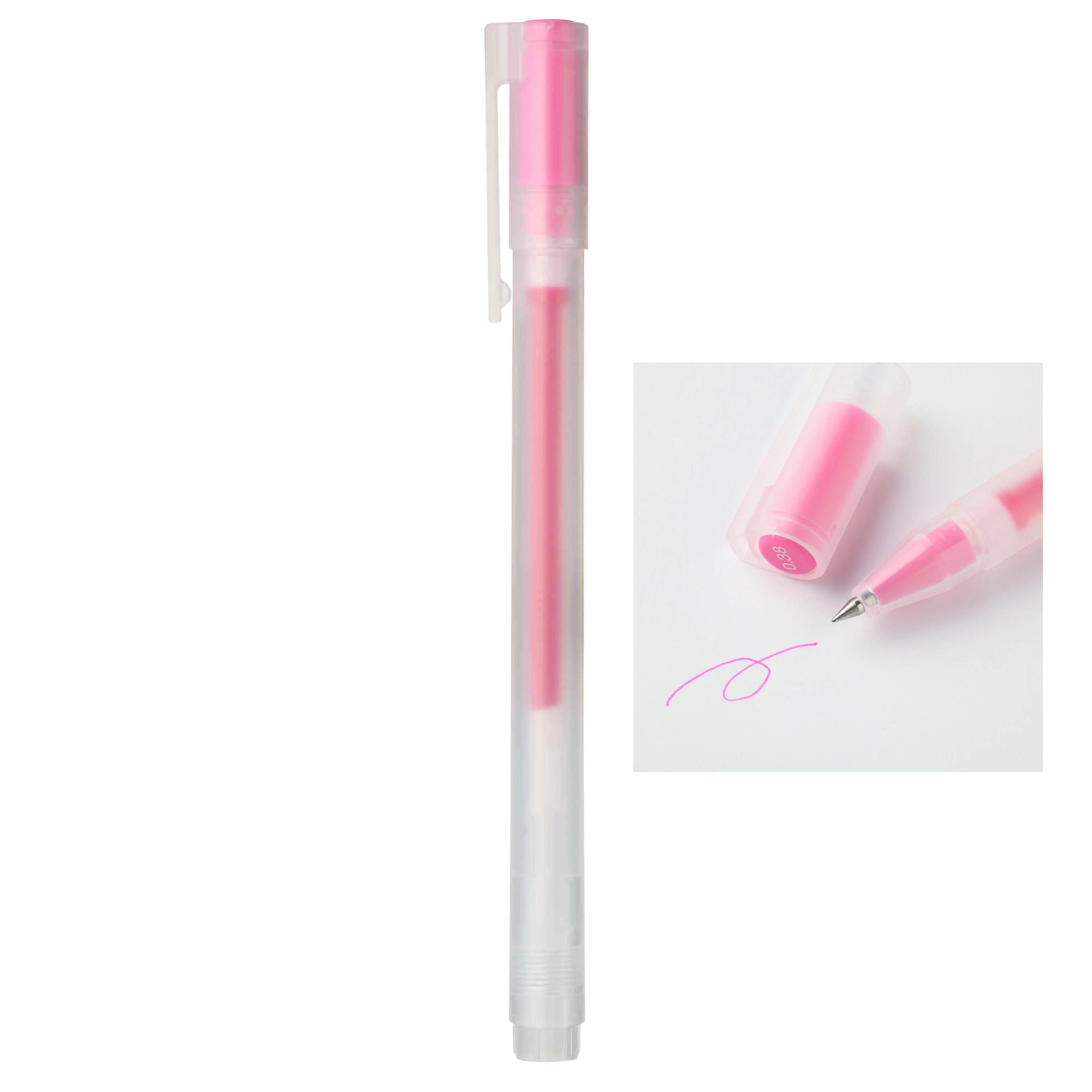 MUJI Japan PINK Gel Ink Cap Type Ballpoint Pen 0.38mm Muji Gel Pen ...