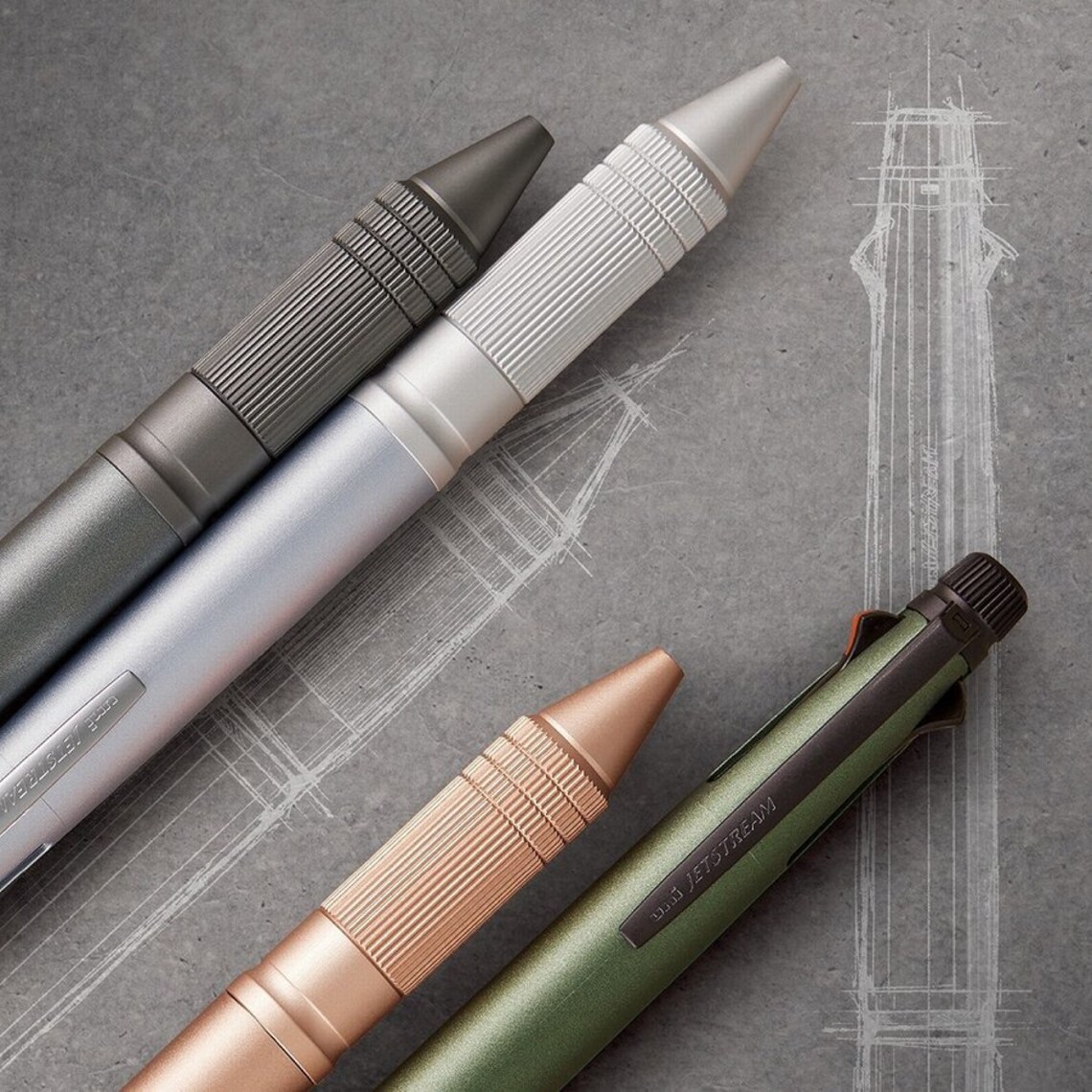 Uni Jetstream ICE SILVER 0.5mm 4&1 Metal 4 Color 0.5 Mm Ballpoint Multi ...