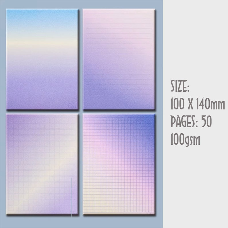 Korean GRADIENT RULED MEMO Notepads Blank Notepad Checkered Notepad ...