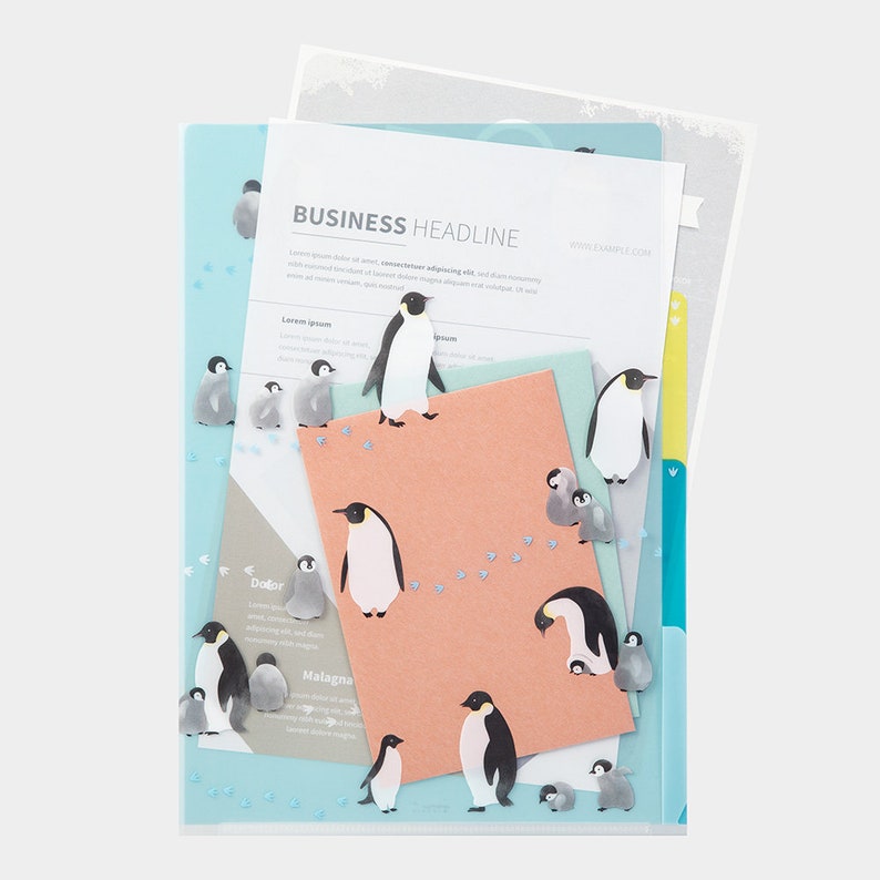 Midori A4 PENGUINS 3 Pocket Clear Folder MD Folder Water - Etsy