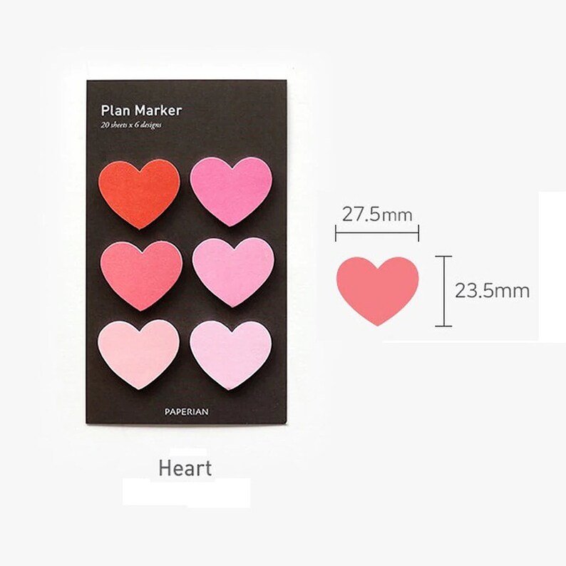 PAPERIAN Plan Marker Heart Note Sticky Note Small Sticky Note - Etsy