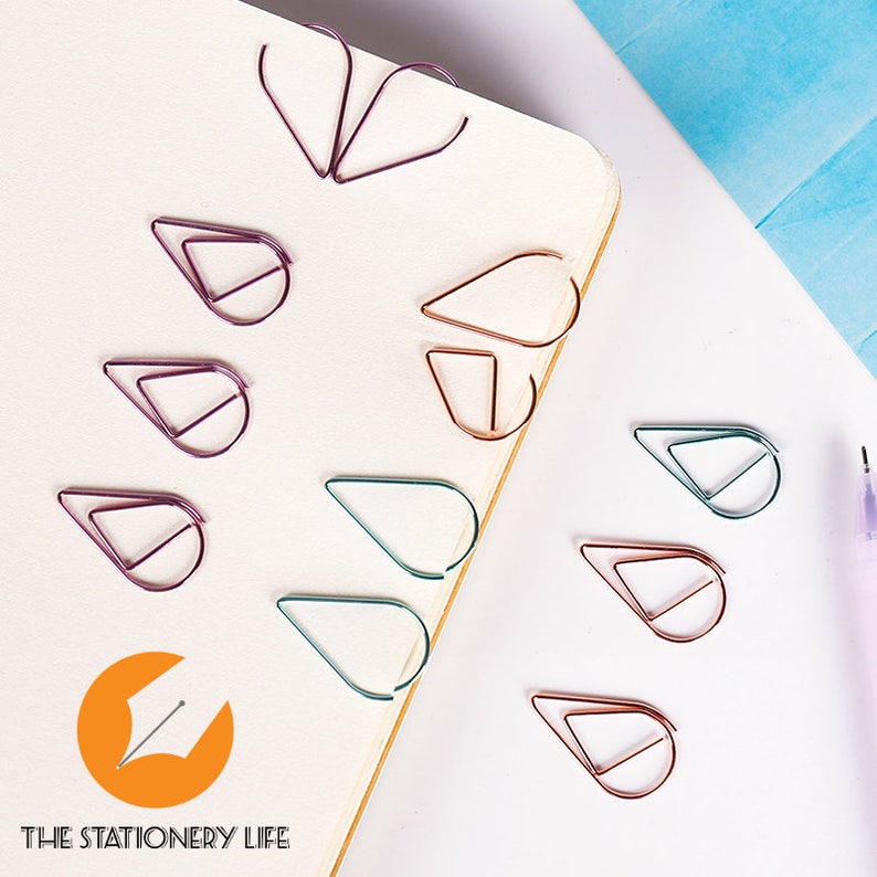 Rose Gold Copper Set Water Drop Tear Drop Teardrop Paper Clips Paper ...