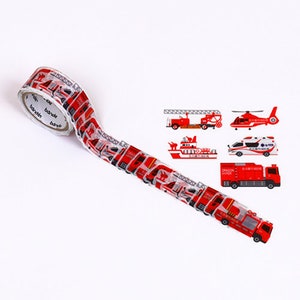 FIRETRUCK Emergency Vehicles Helicopter Bande Washi Tape Kit Masking ...