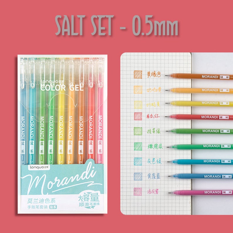 Languo Morandi RETRO SET Color Gel 9 Pen Set 0.5mm Black Out Planning ...
