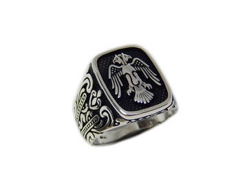 Men Signet Ring With Double-headed Eagle | Etsy