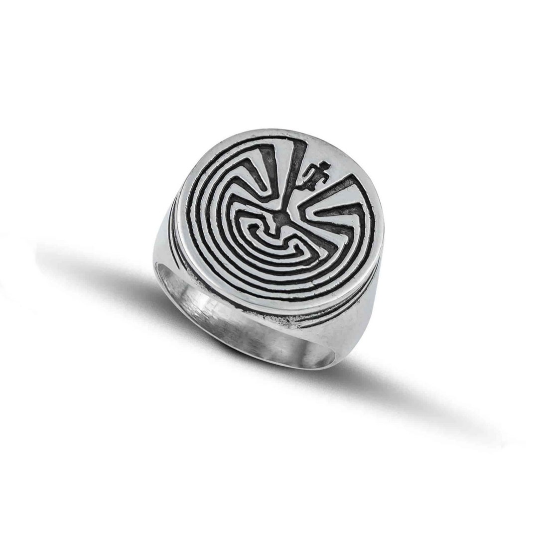 Men Signet Sterling Silver Ring '' Maze'' - Etsy