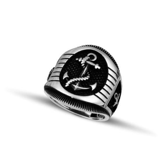Men Sterling Silver Nautical Anchor Ring - Etsy