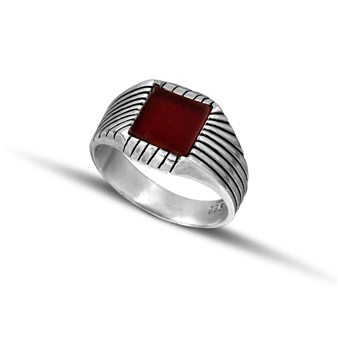 Sterling Silver 925 Men Ring With a Carnelian Stone - Etsy