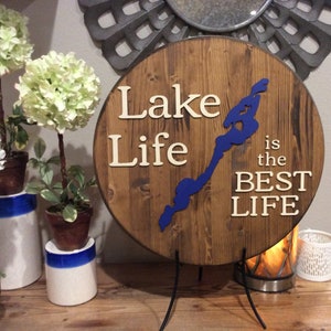 Custom Lake Life Wood Sign - 18” Circular Laser Cut Design - Etsy