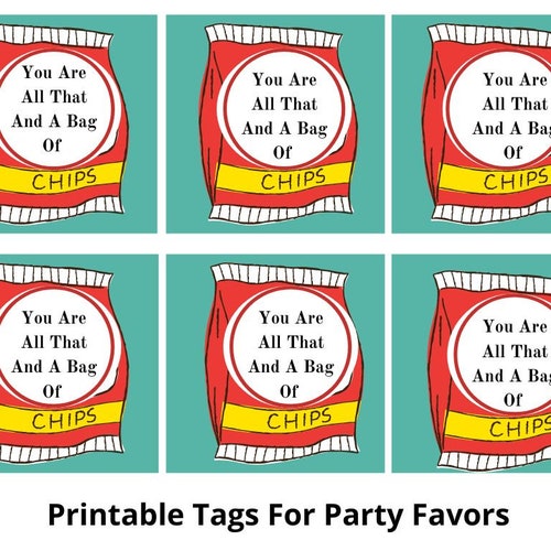 PRINTABLE You're All That and a Bag of CHIPS Thank You | Etsy