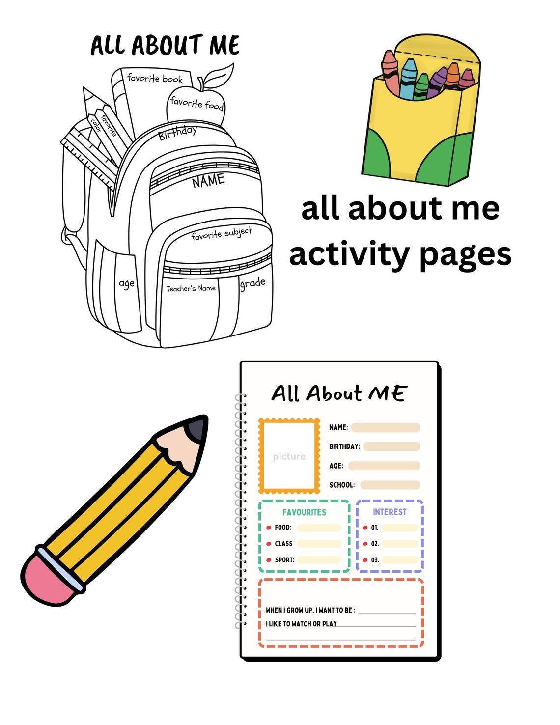 Back to School Printables, 20 Pages for Elementary School Years, First ...