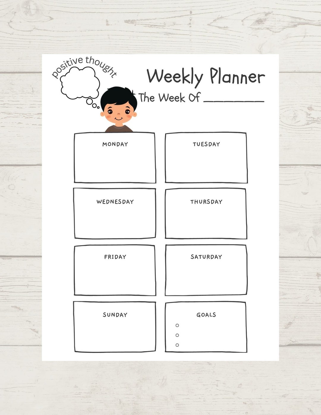 Weekly Printable Planner Page for Kids Planner Insert Simply - Etsy