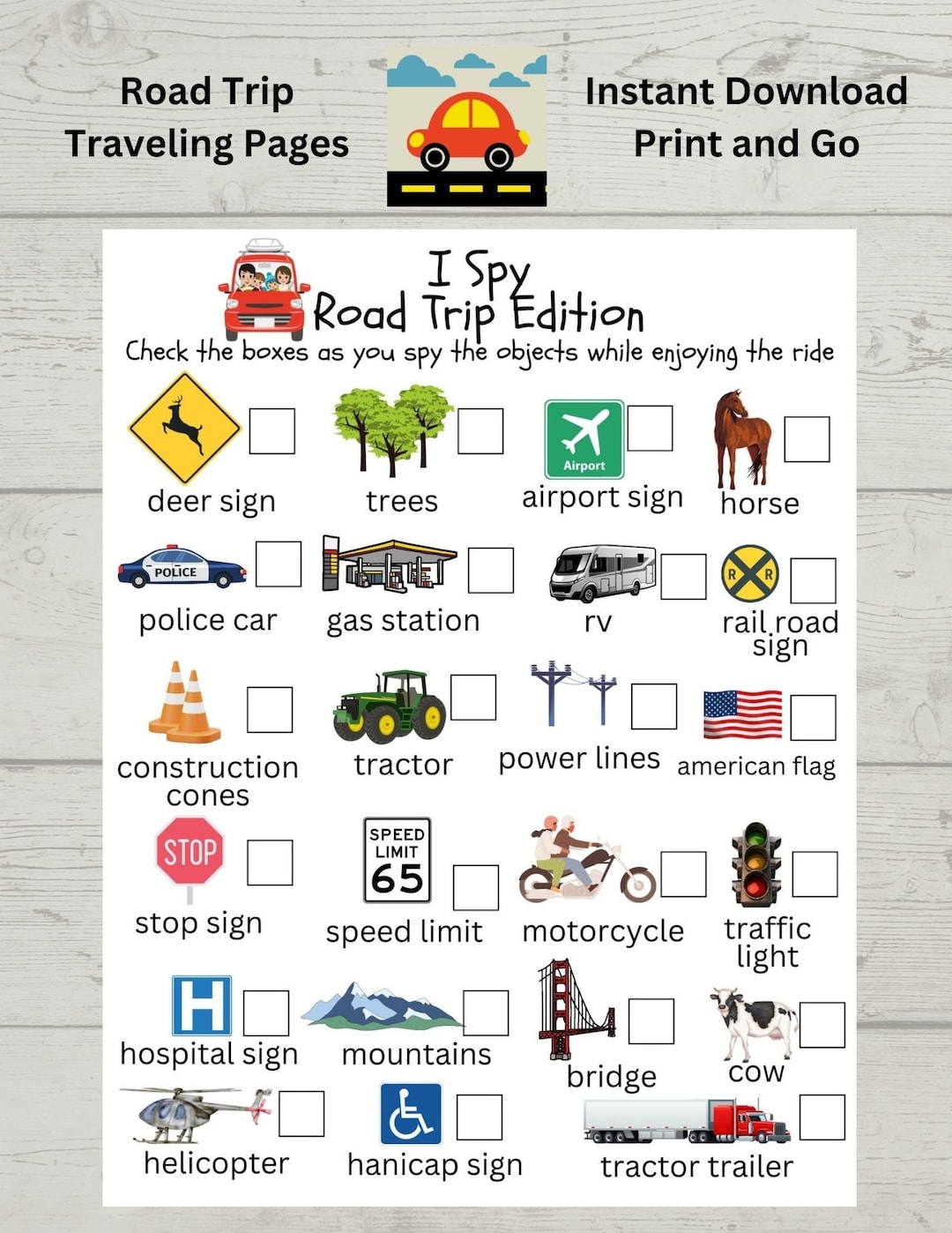 Road Trip I Spy Car Game Game for Family Road Trips - Etsy