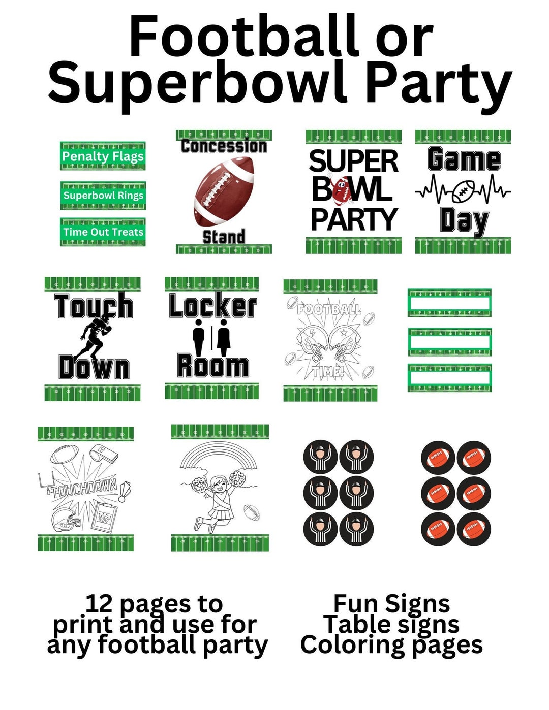 Football Party Sign Bundle, Instant Download Party Signs, Set of ...