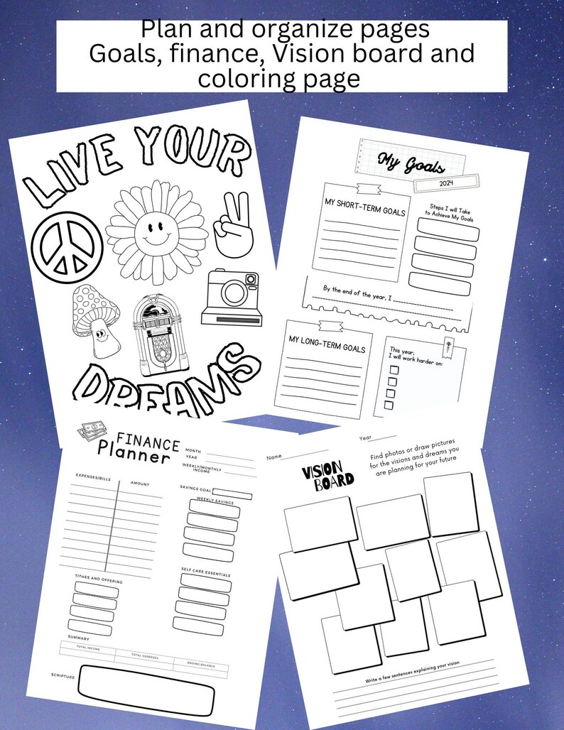 Printable Planner Pages, Coloring Page With Quote, Finance Planner ...