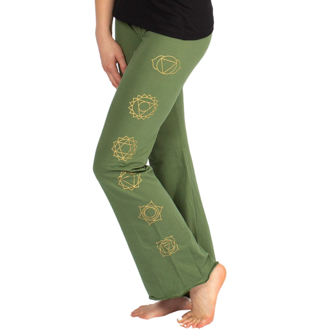 Autumn Green Activewear Yoga Pants, Yoga Clothes, Chakra Cotton Pants ...