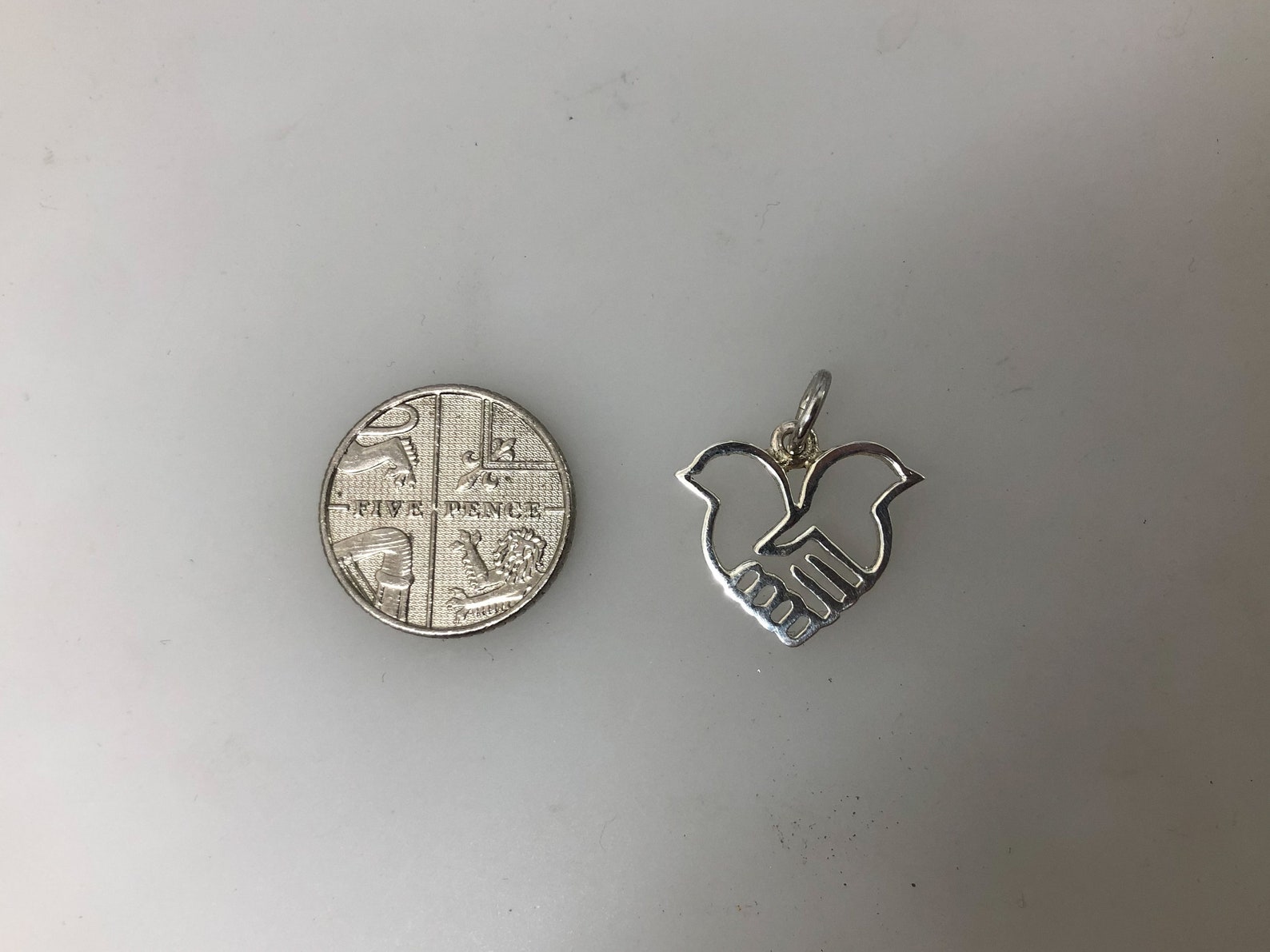 Silver Peace Pendant / Charm Dove Handshake with or | Etsy