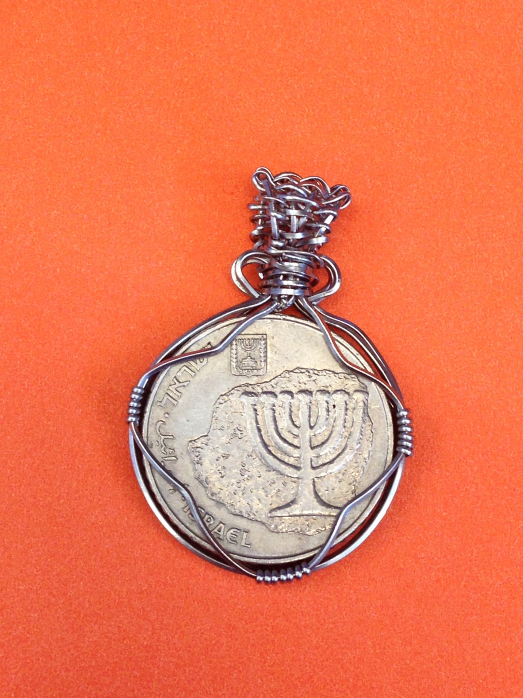 Wire Wrapped Menorah Coin From Israel - Etsy