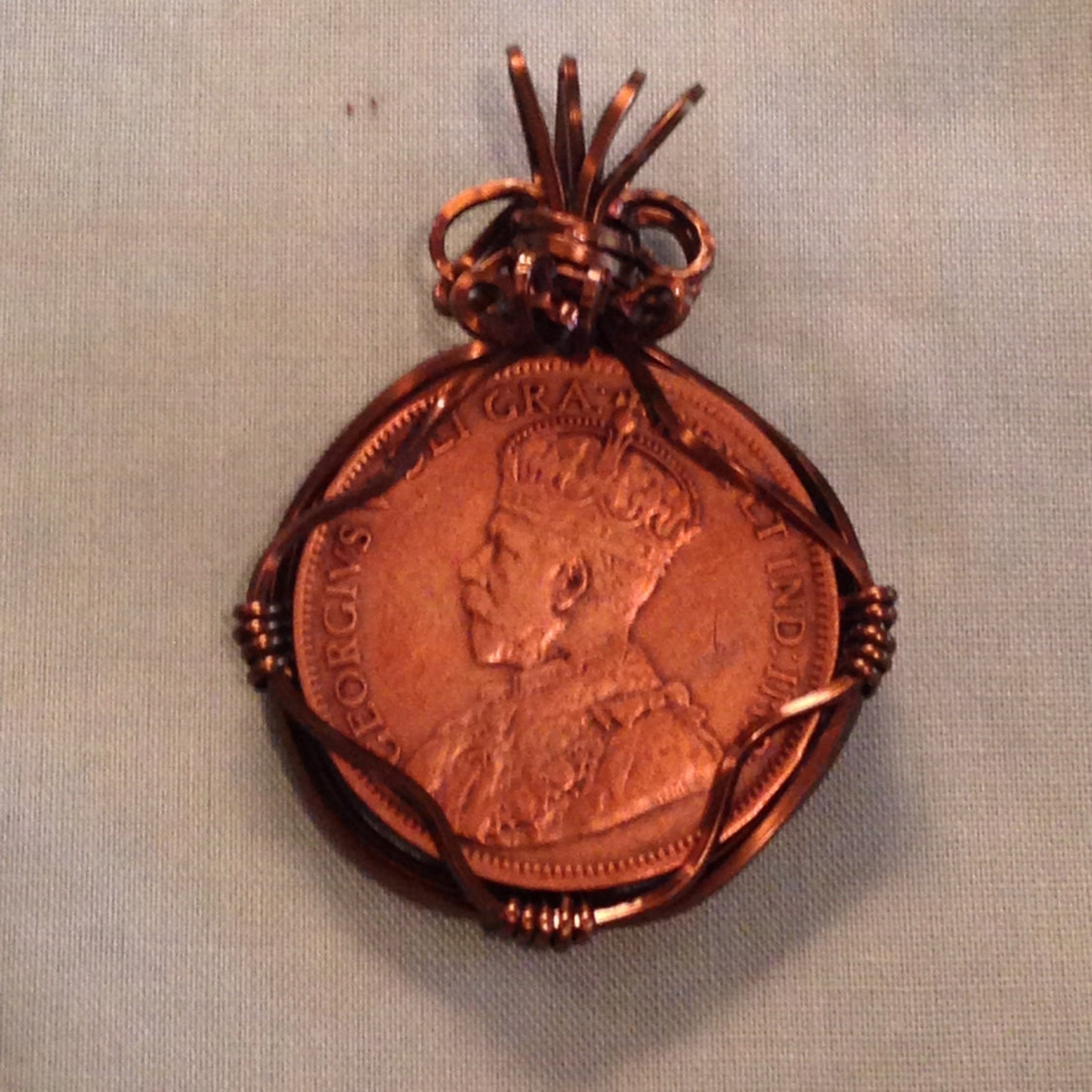 Wire Wrapped Coin Pendant, Canada Large Penny 1916, King George V - Etsy