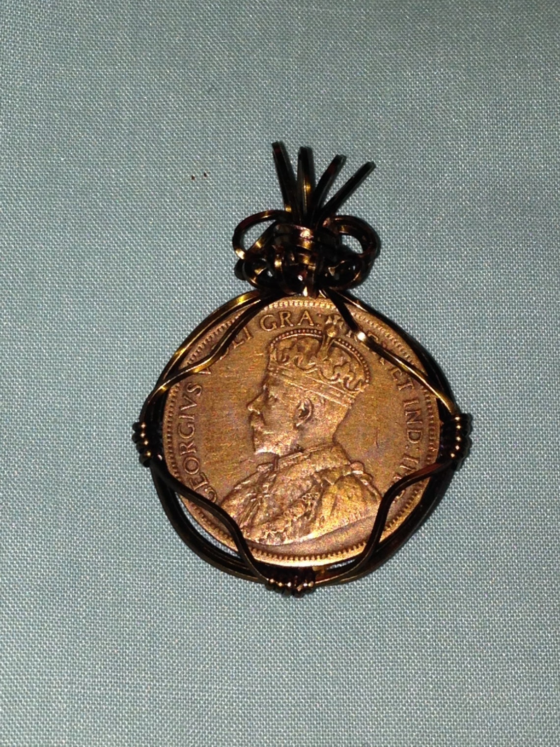 Wire Wrapped Coin Pendant, Canada Large Penny 1916, King George V - Etsy