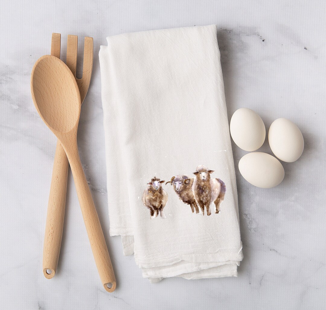 Sheep Farmhouse Decor Tea Towel - Sheep Flour Sack Towel - Barn Animals ...