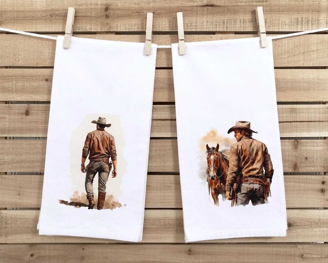American Cowboy Flour Sack Towel - Western Decor - Cowboy Tea Towel ...
