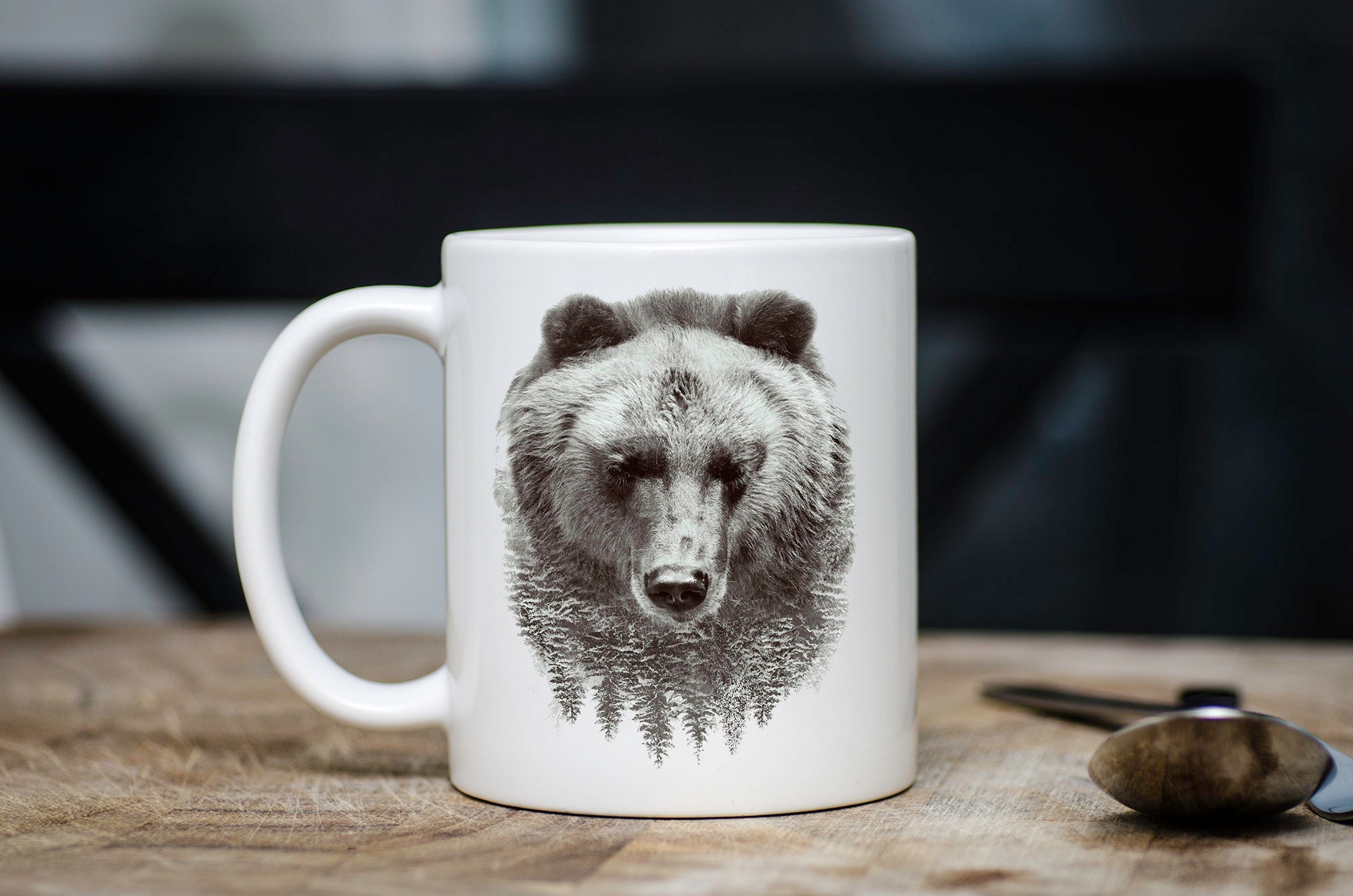 Bear Coffee Mug - Double Exposure Bear Mug - Bear Totem Mug - Gift for ...