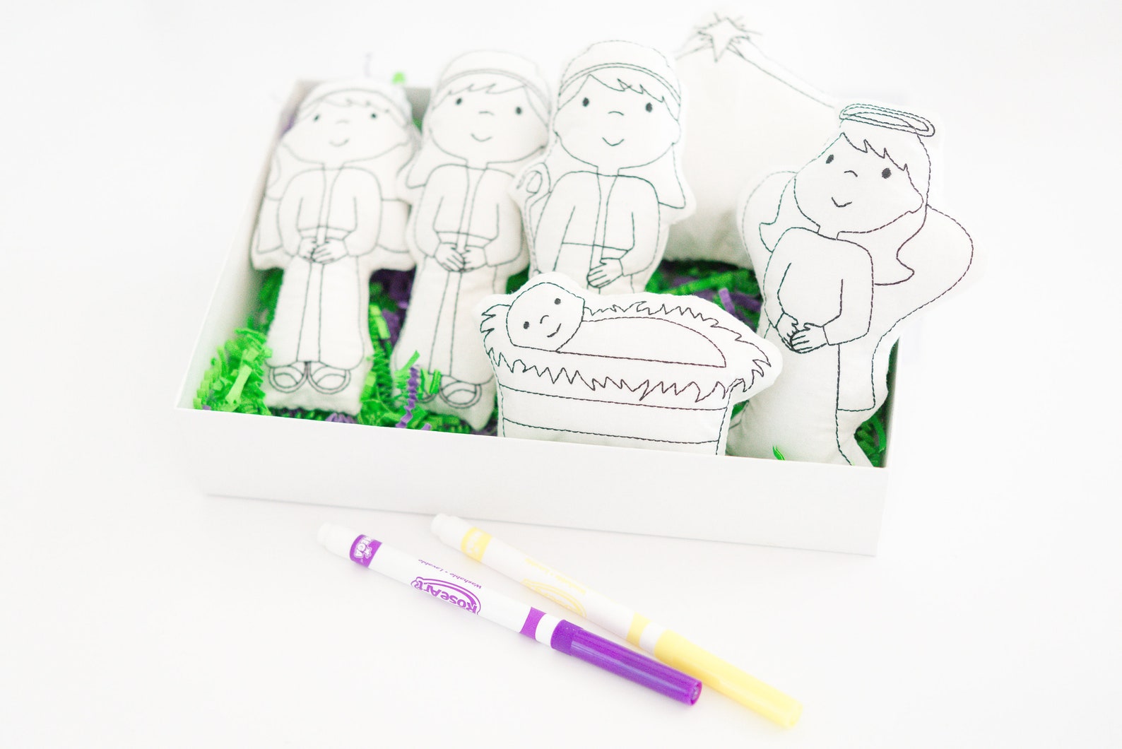 Nativity Doodle Dolls Gift Set - Manger Coloring Set - Children's ...