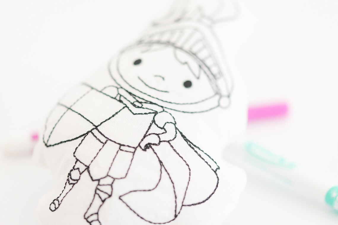 Knight Doodle Dolls Gift Set Dragon and Castle Knight - Etsy