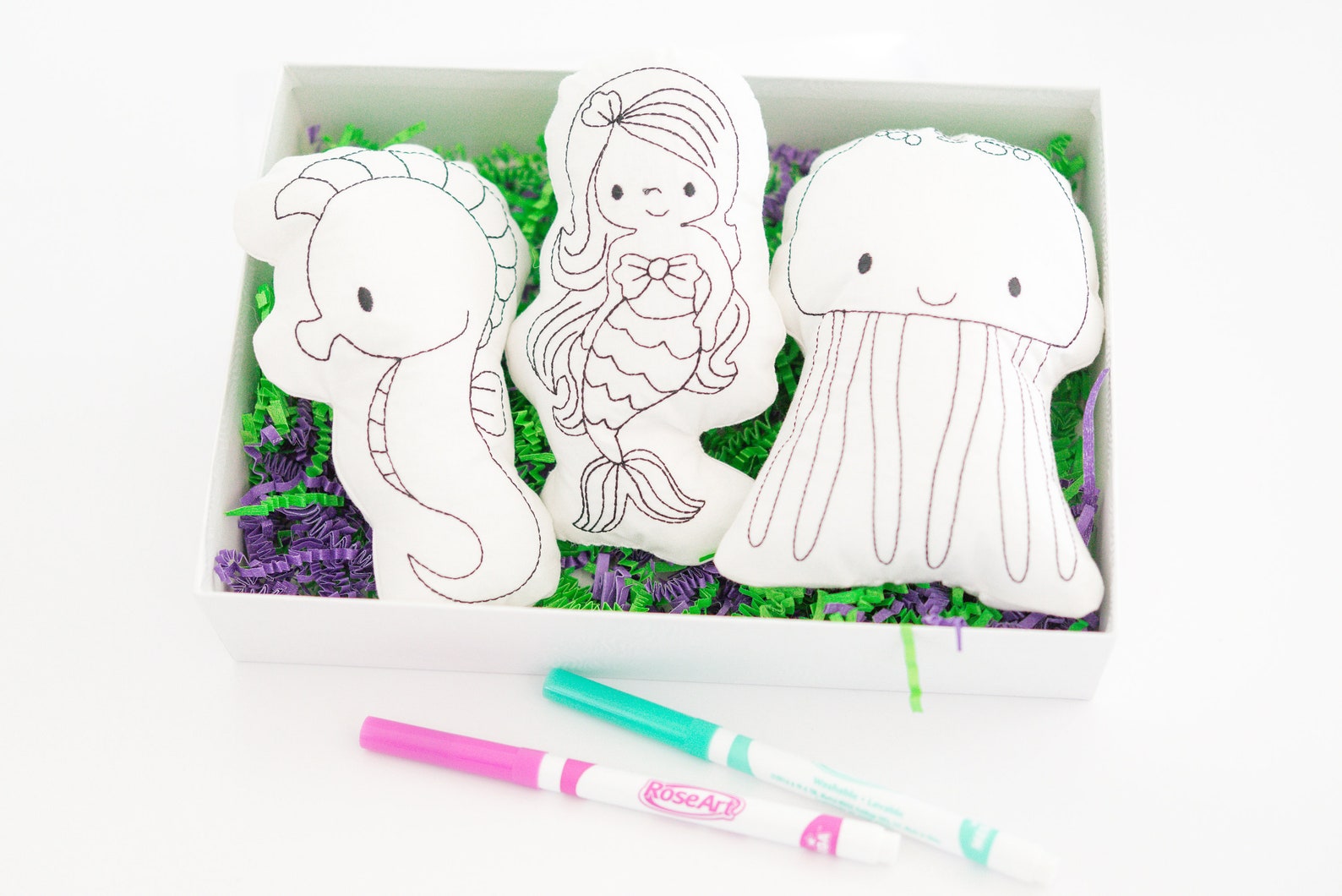 Mermaid Doodle Dolls Gift Set Under the Sea Stuffed Coloring - Etsy