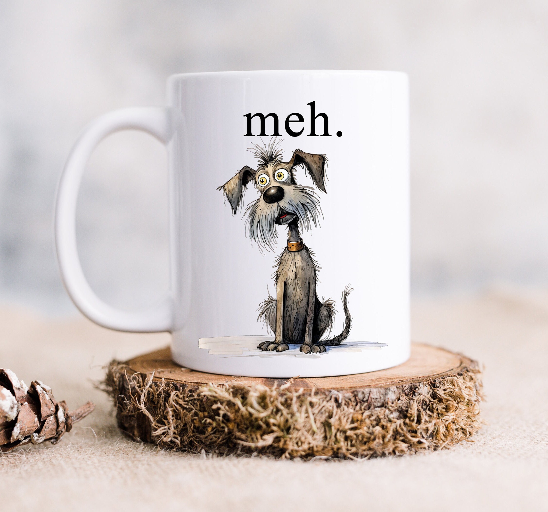 Quirky Dog 'meh' Ceramic Coffee Mug - Quirk Dog Meh Mug - Funny MEH ...