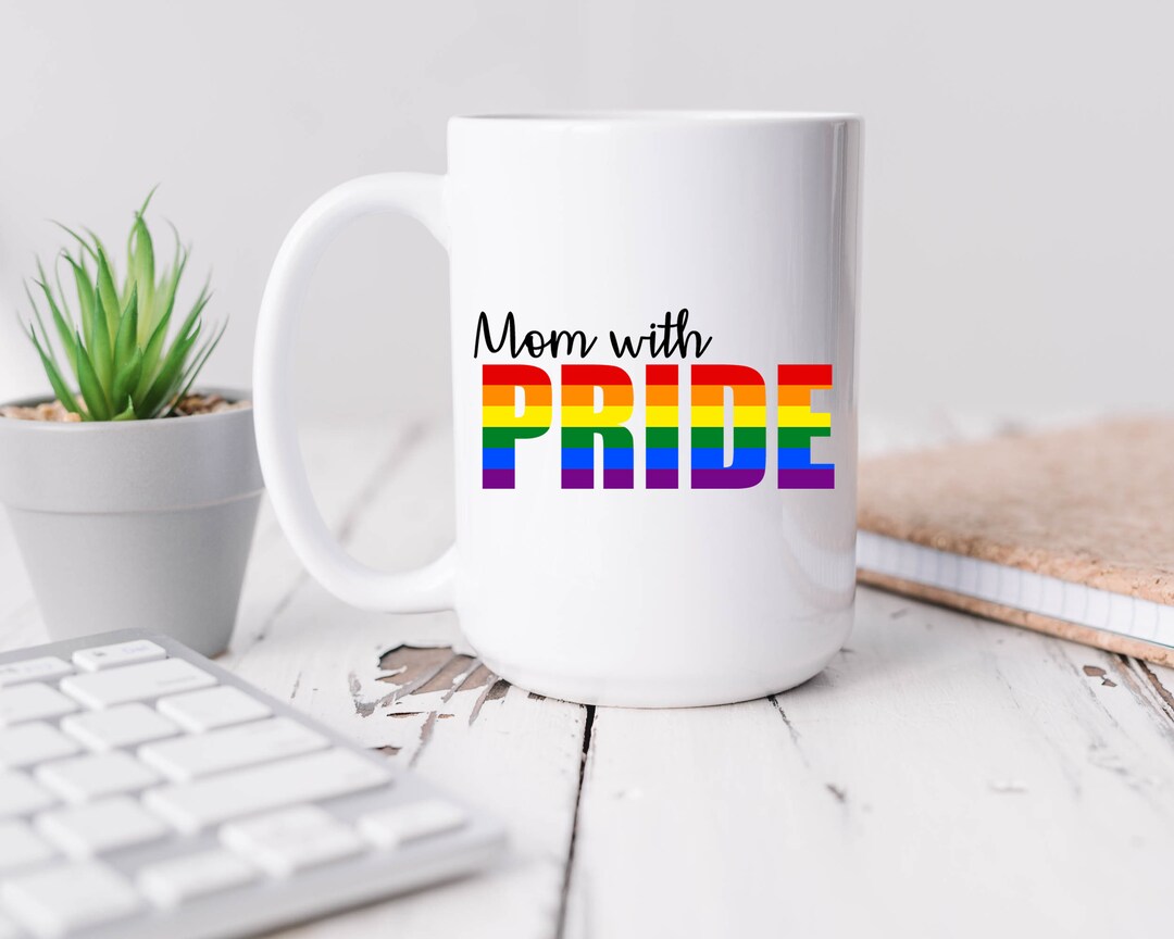 Personalized 'mom With Pride' Rainbow Coffee Mug - Proud Mom Pride Mug ...