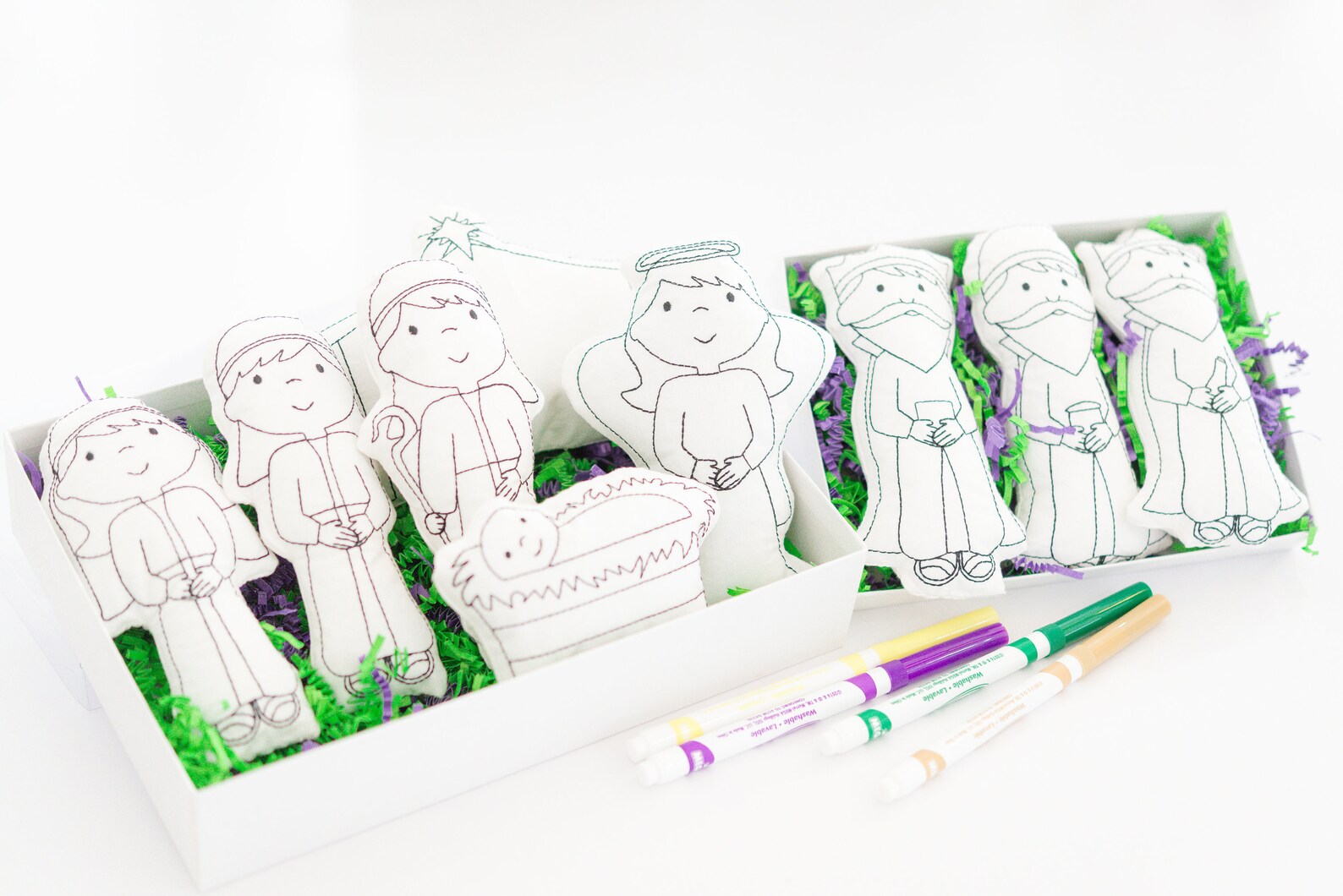 Nativity Doodle Dolls Gift Set - Manger Coloring Set - Children's ...