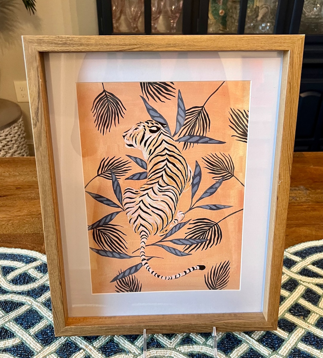 Chinoiserie Framed Tiger Print, Wood Frame - Etsy