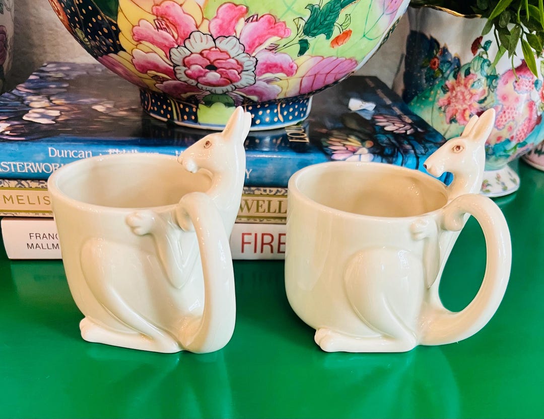 Pair of Vintage Fitz & Floyd Kangaroo Mugs - Etsy