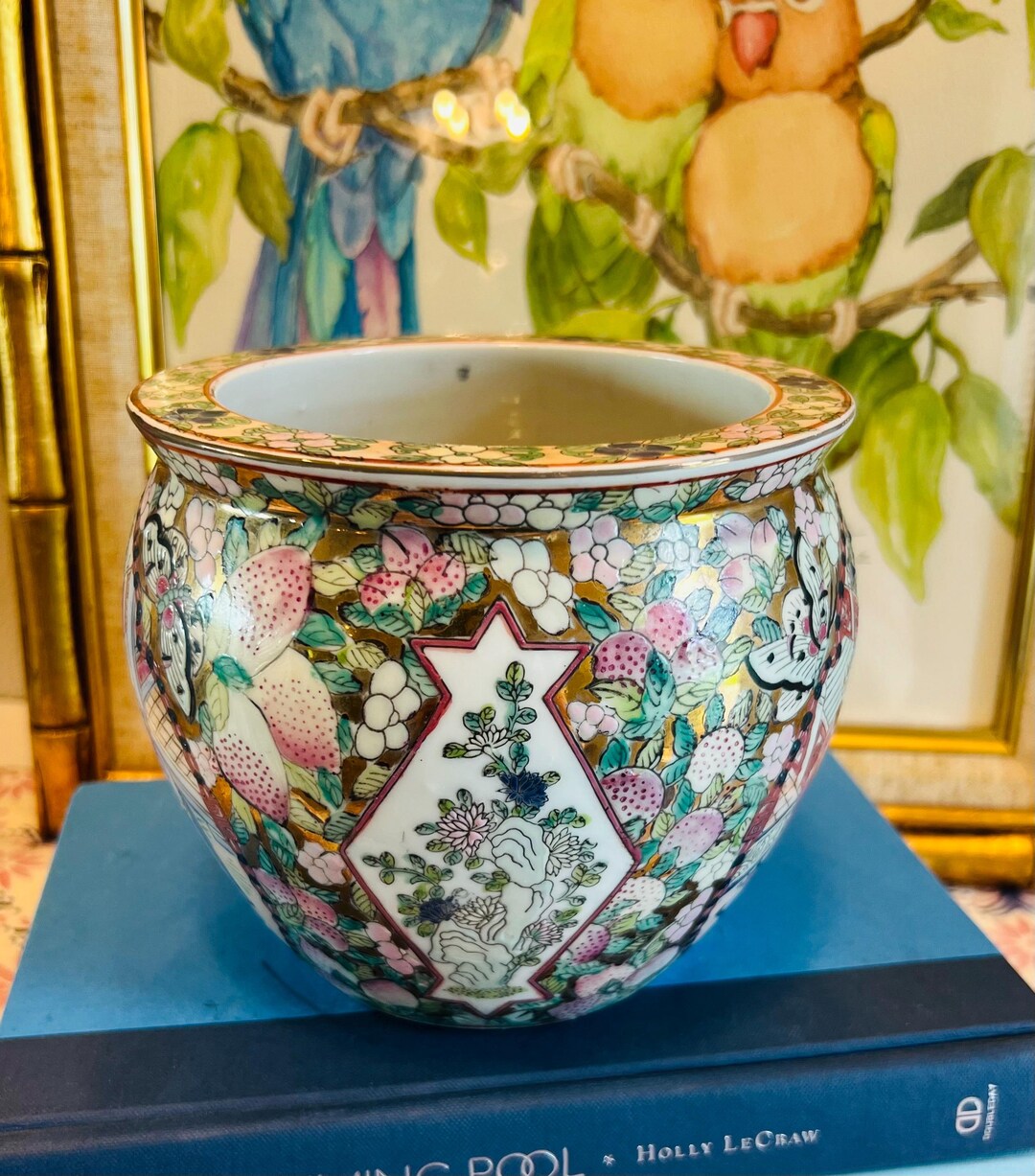 Vintage Chinoiserie Chinese Famille Rose Fish Bowl Planter, 6 - Etsy