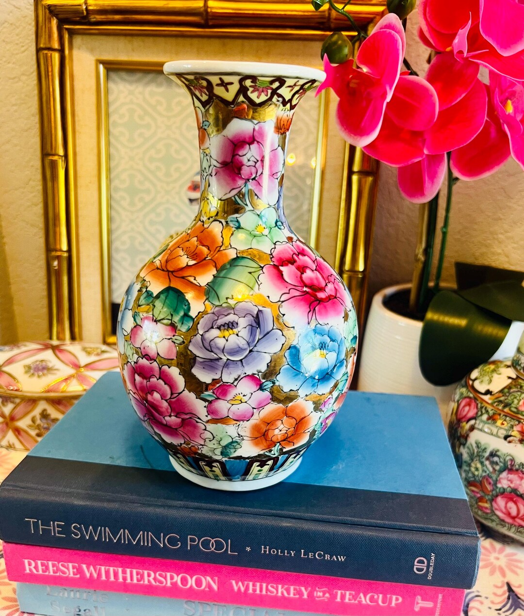 Vintage Chinese Mille Fleur Thousand Flowers Long Necked Vase, 8. Chinoiserie - Etsy