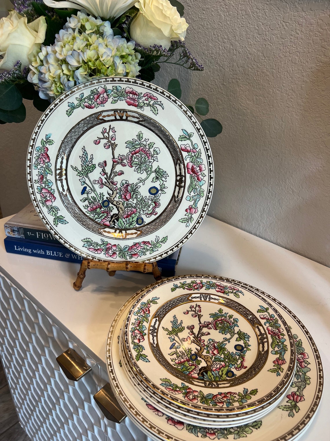 Set of 4 Alfred Meakin India Tree Dinner Plates, Medina Shape, 10 ...