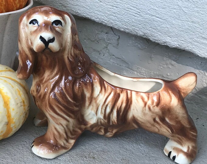 Large Vintage Spaniel Dog Planter - Etsy
