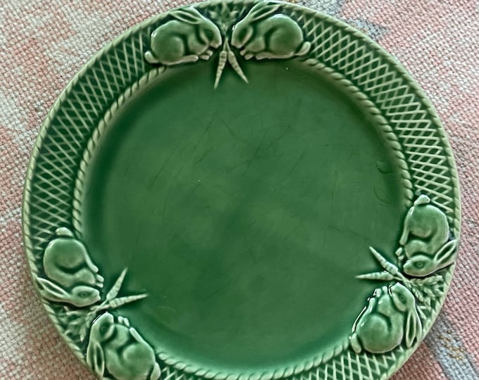 Bordallo Pinheiro Green Bunny Plate-as Is - Etsy