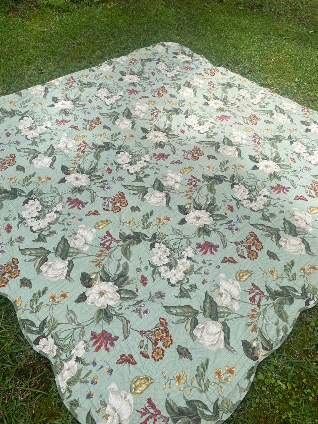 Waverly Williamsburg Butterfly Magnolia Quilted Coverlet-full Queen - Etsy