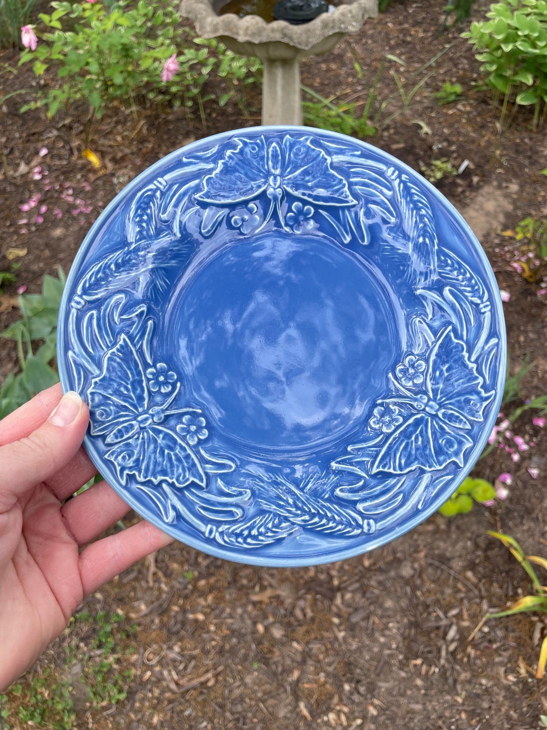 Bordallo Pinheiro Blue Butterfly Plate - Etsy