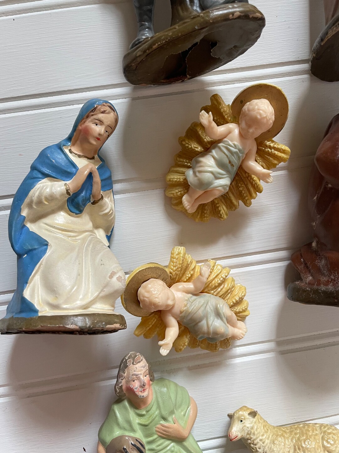 Vintage German Paper Mache Composite Creche Nativity Figures - Etsy