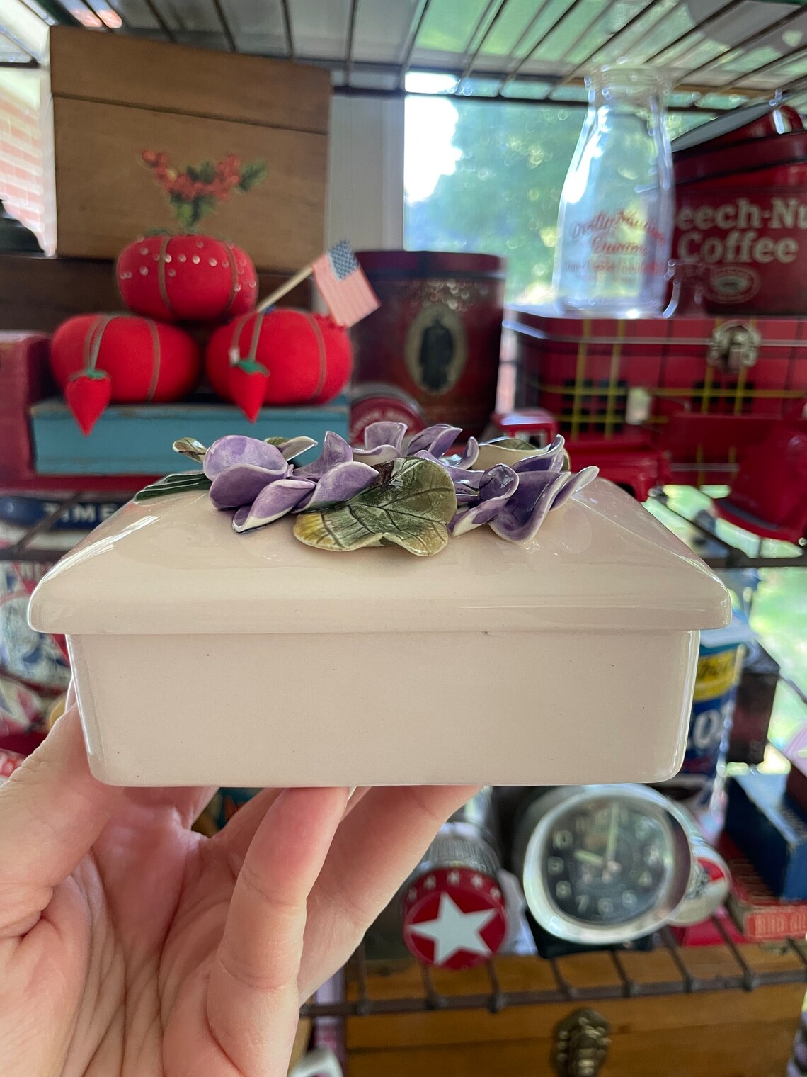 Staffordshire Style Faience Violet Flower Keepsake Box - Etsy