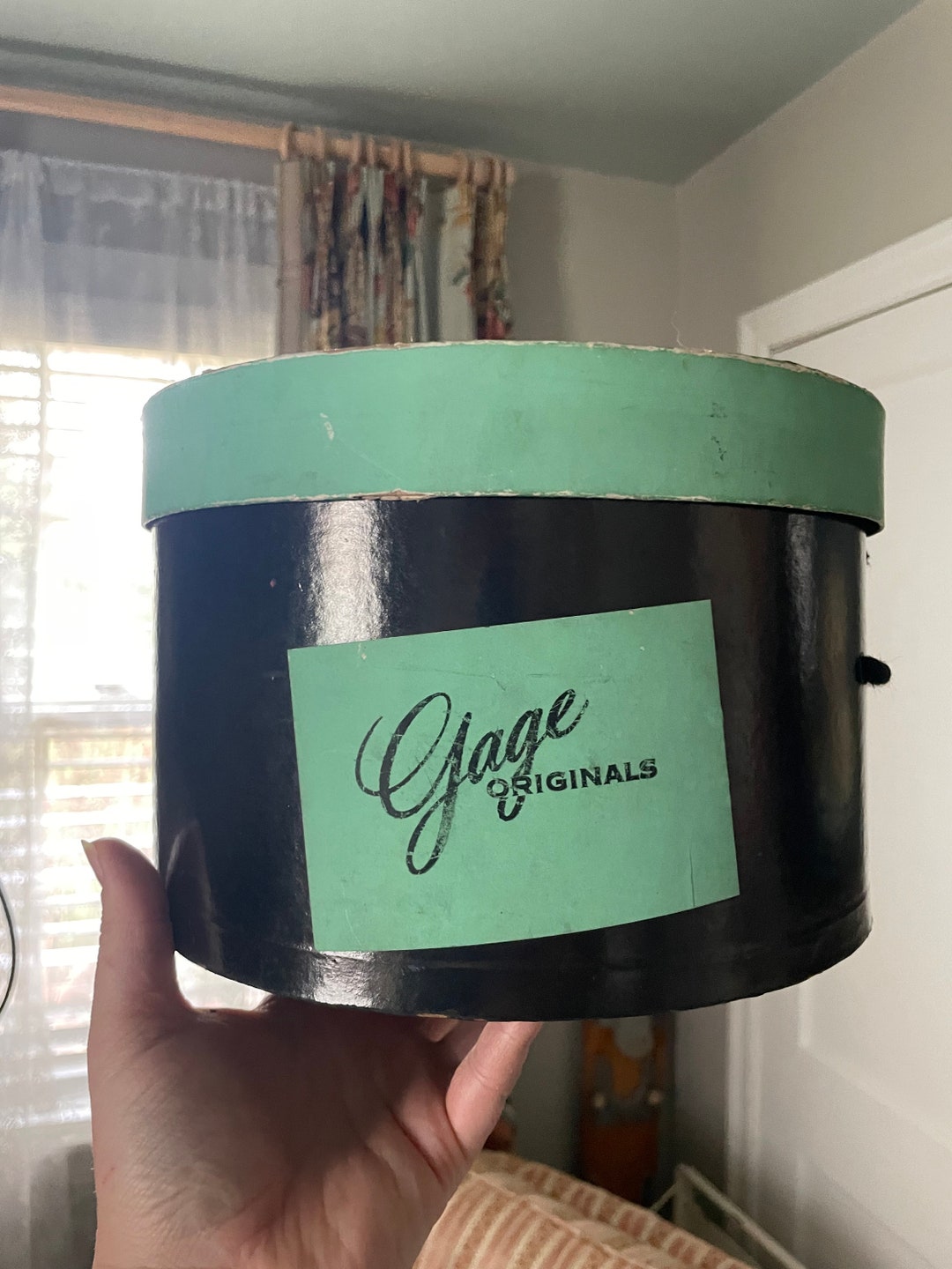 Vintage Jadeite Green Gage Hat Box - Etsy