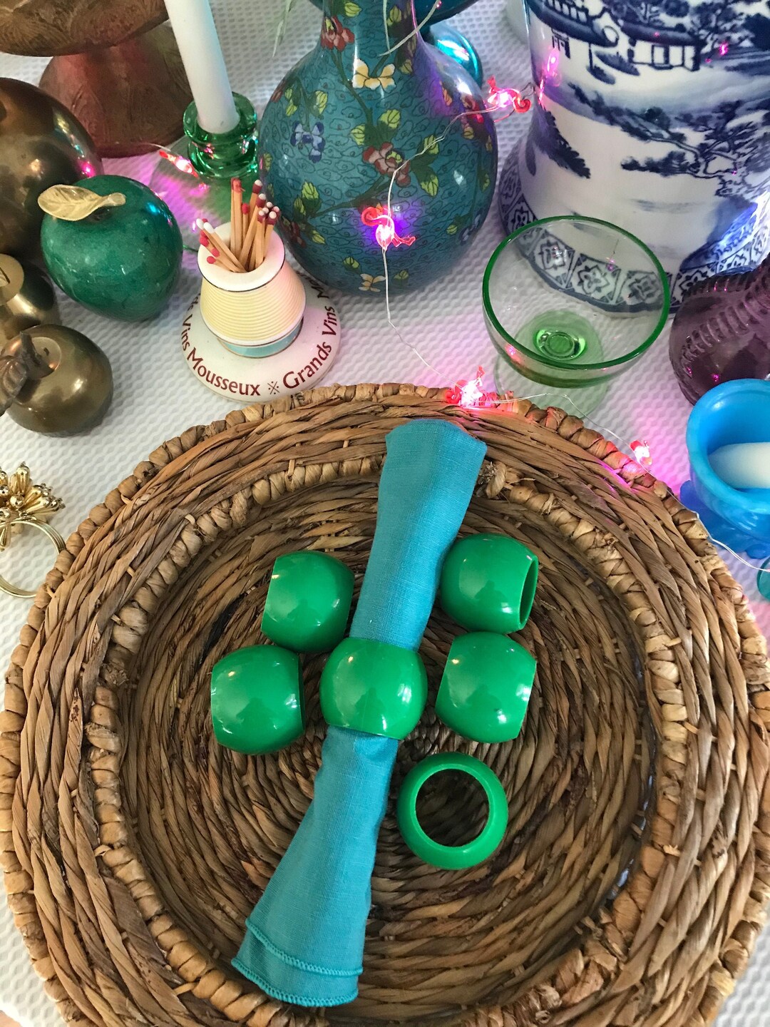 Vintage Kelly Green Plastic Napkin Rings-set of 6 - Etsy