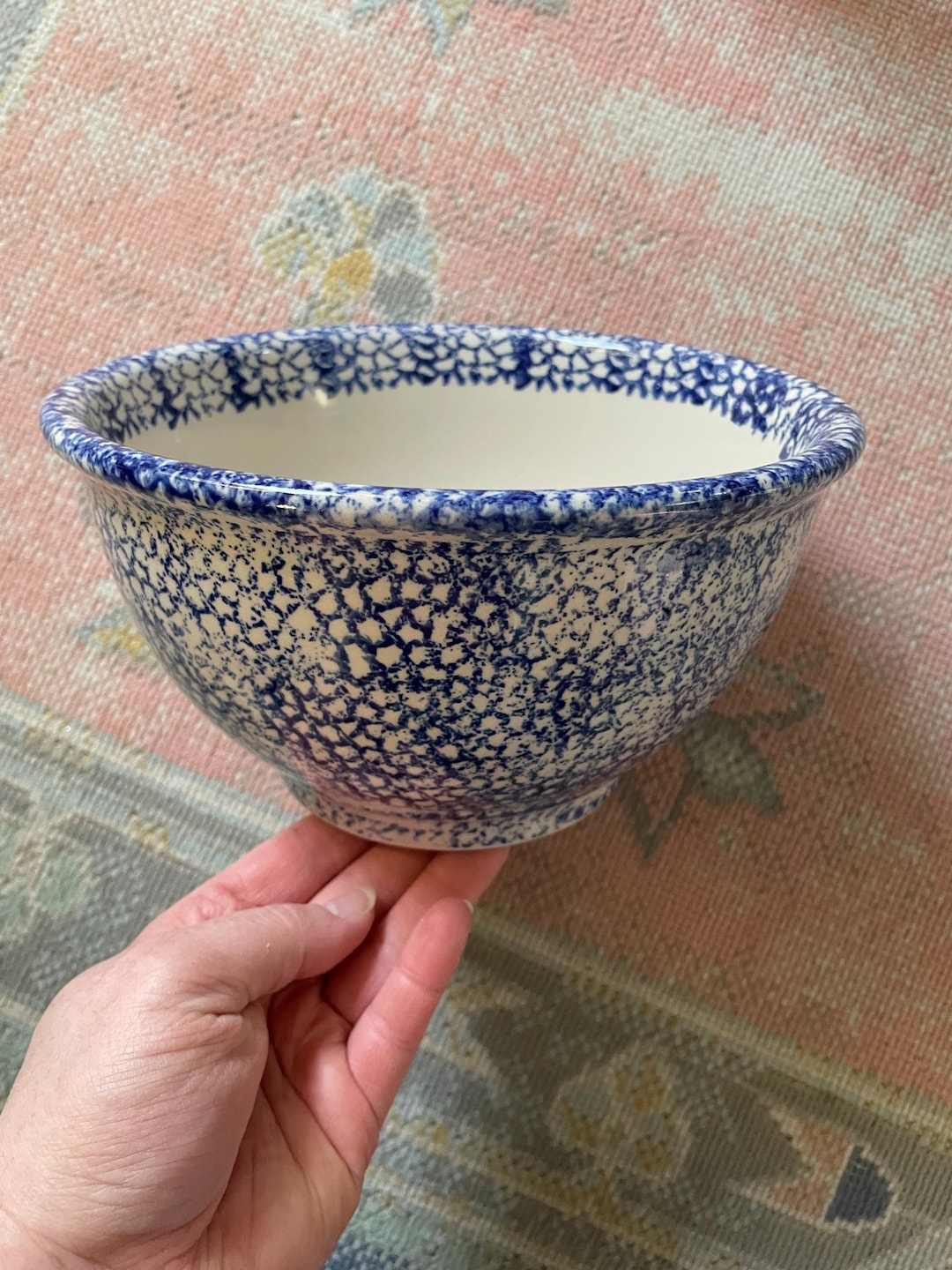 Blue Spongeware Mixing Bowl Folk Craft by Tensham 8.5” - Etsy